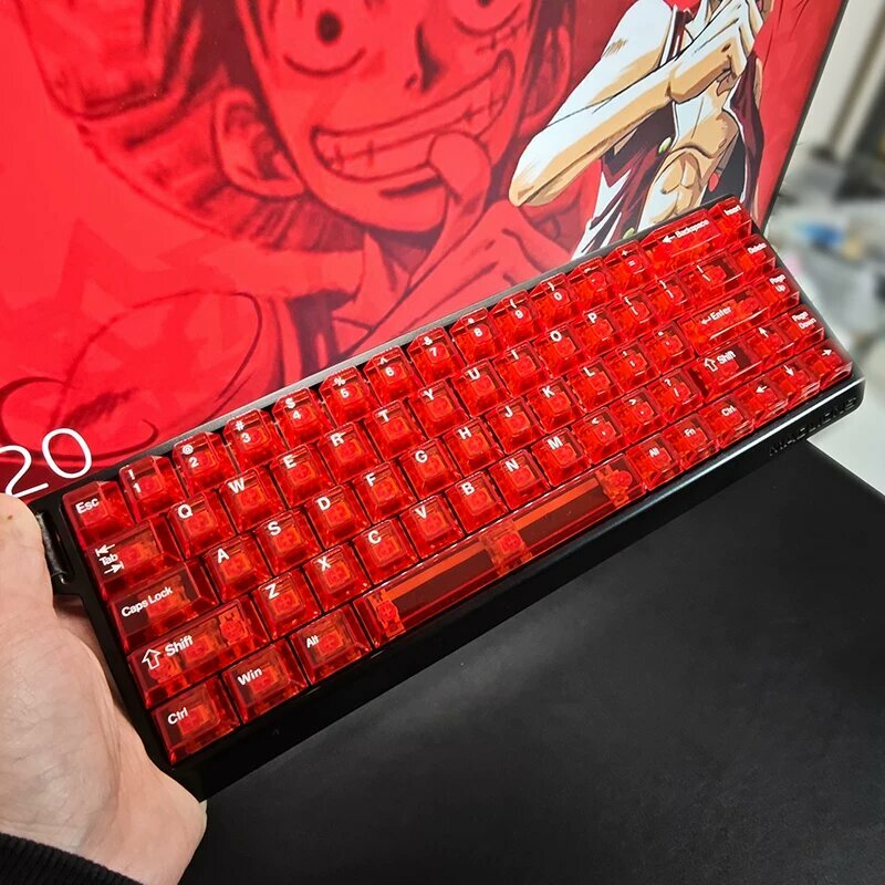 Красные прозрачные кейкапы Ace68, красная прозрачная раскладка на 64 клавиши, клавиатура с магнитными переключателями