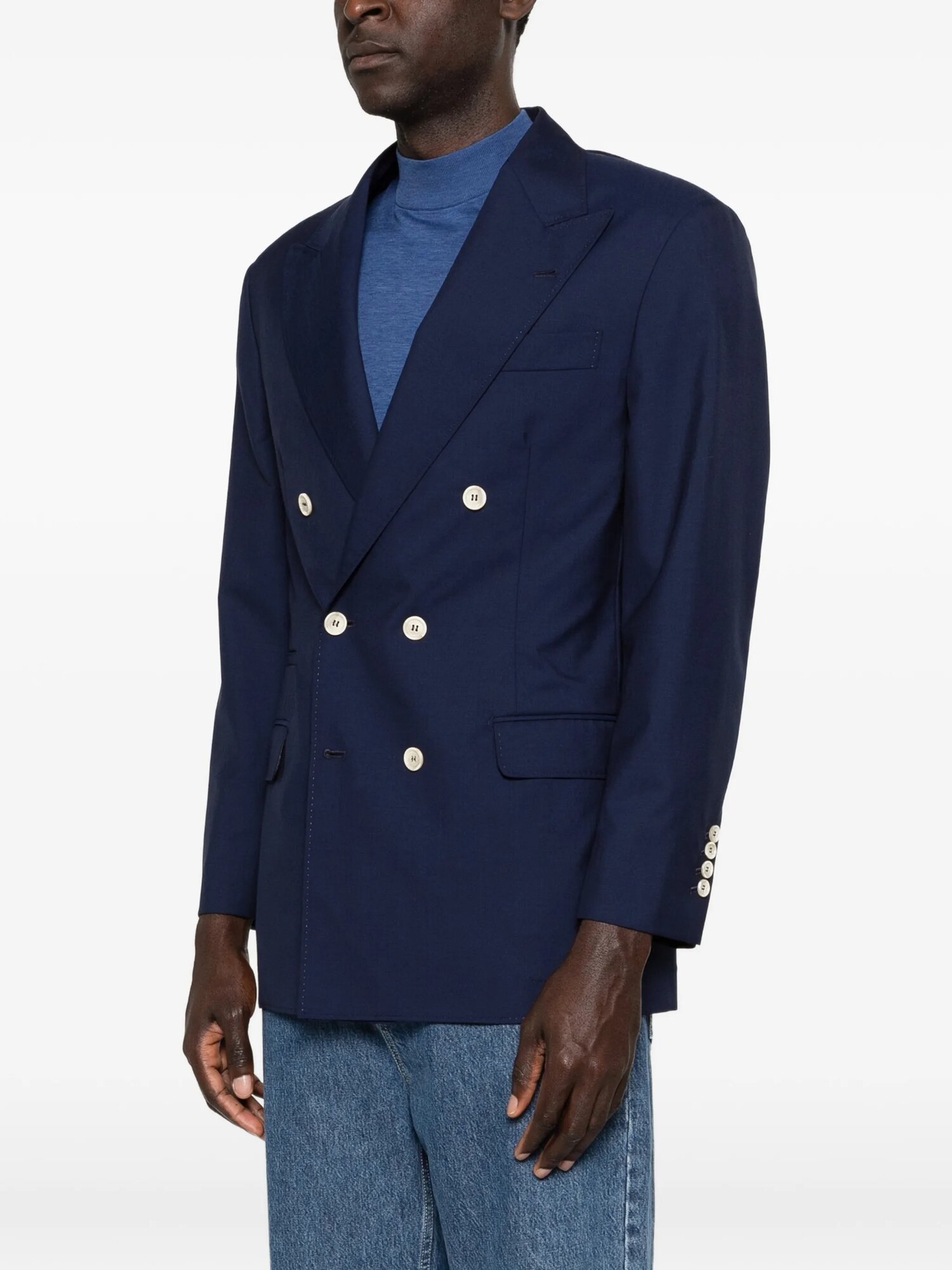 Куртка BRUNELLO CUCINELLI Double-breasted jacket, размер 48, blue — фото 1