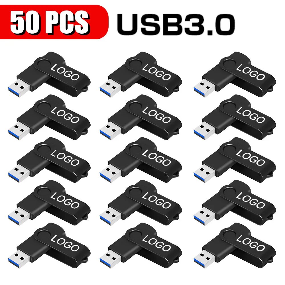50шт USB 3.0 флешка 8 ГБ, черная