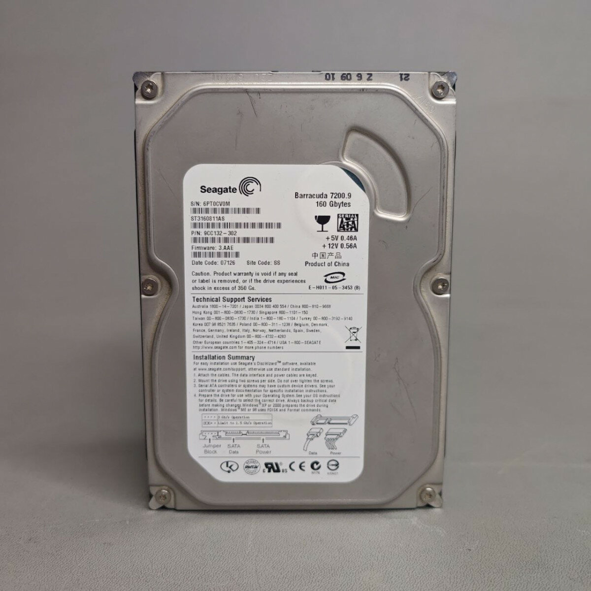 Жесткий диск Seagate ST3160811AS 160Gb 7200 SATAII 3.5" HDD