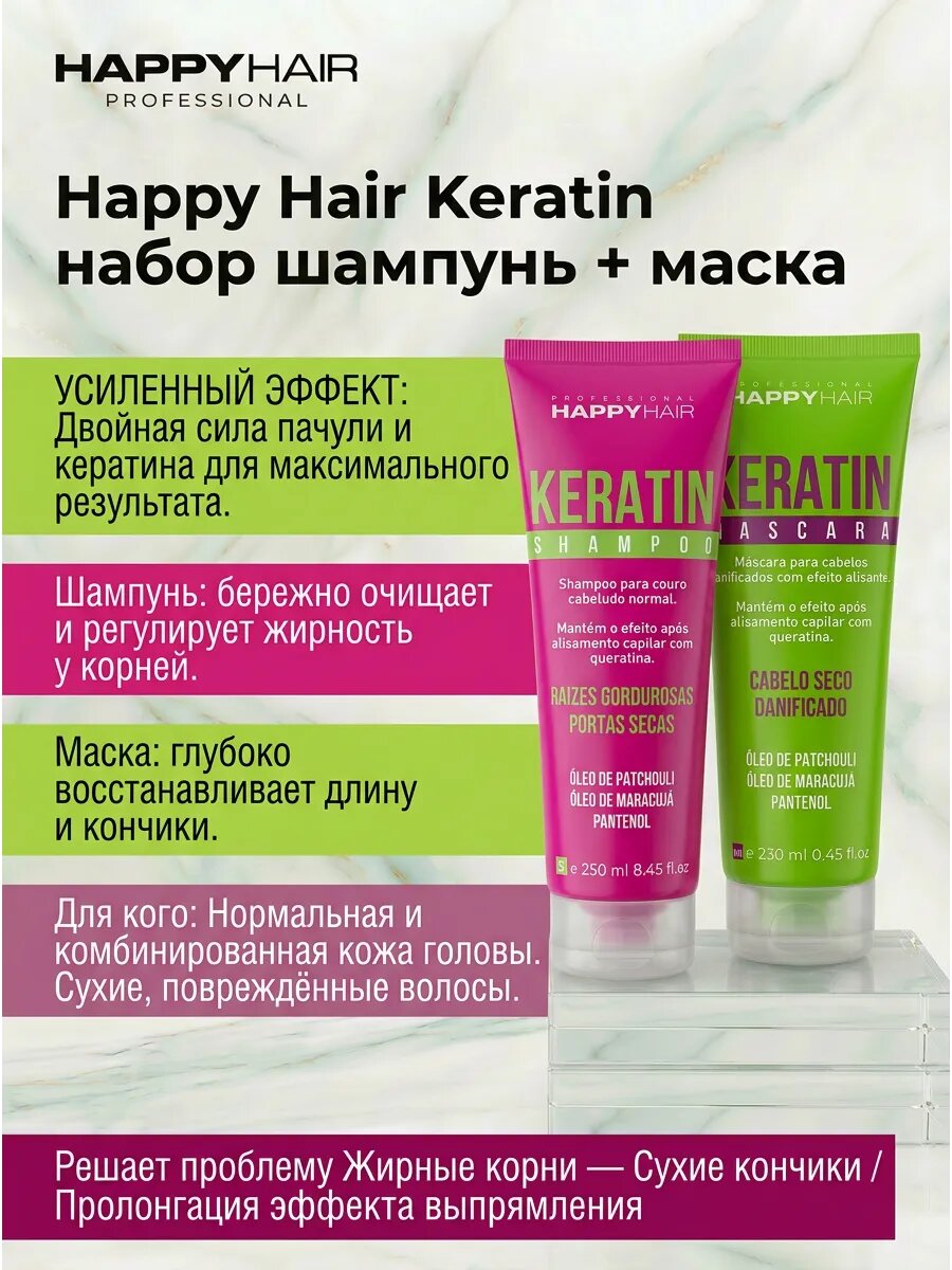 Набор Happy Hair Kerarin шампунь и маска