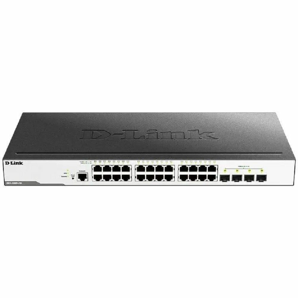 D - Link Управляемый L2 коммутатор с 24 портами DGS - 3000 - 28L B1A, 10 100 1000Base - T и 4 портами 1000Base - X SFP