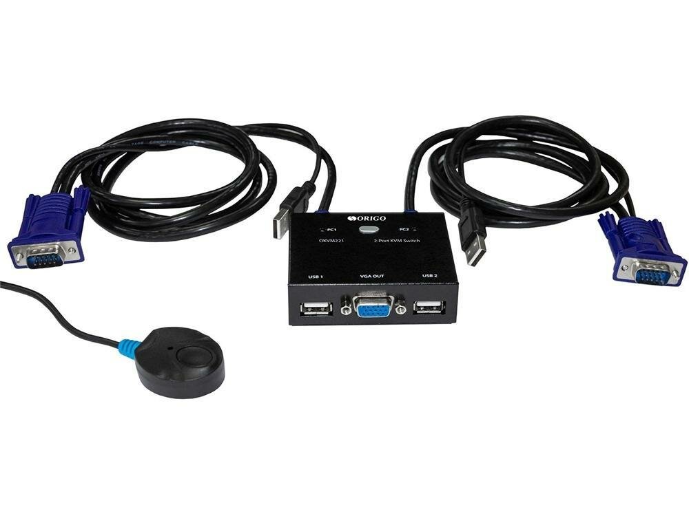 Переключатель KVM Origo OKVM221/A1A, 2-портовый с портами VGA и USB