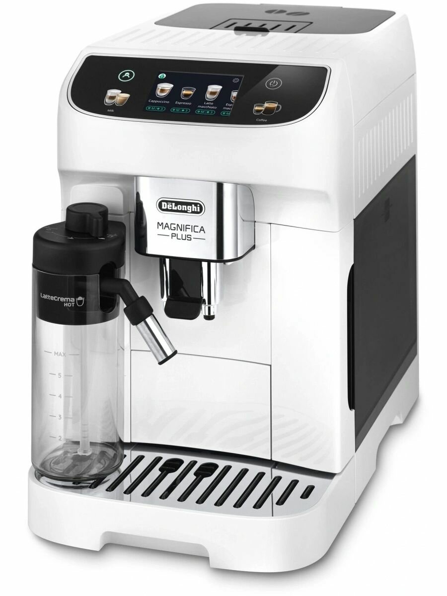 Кофемашина автоматическая DeLonghi Magnifica Plus ECAM320.60. W, 15Бар, с автоматическим капучинатором, белый/черный