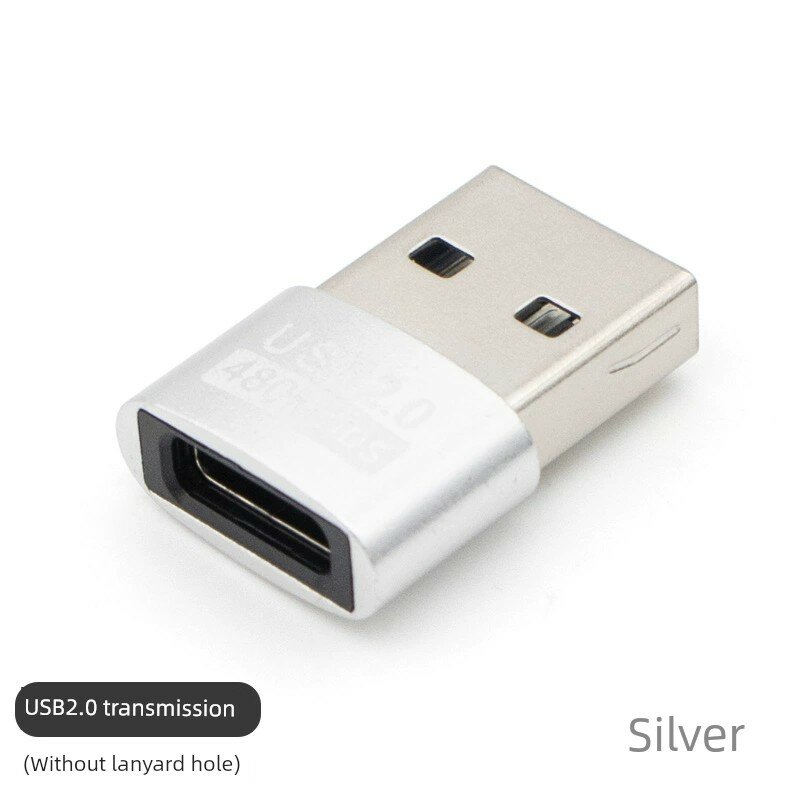 Кабель-адаптер Type-C женский к USB 2.0 мужской, серебристый цвет, универсальный для автомобильной зарядки и мобильных