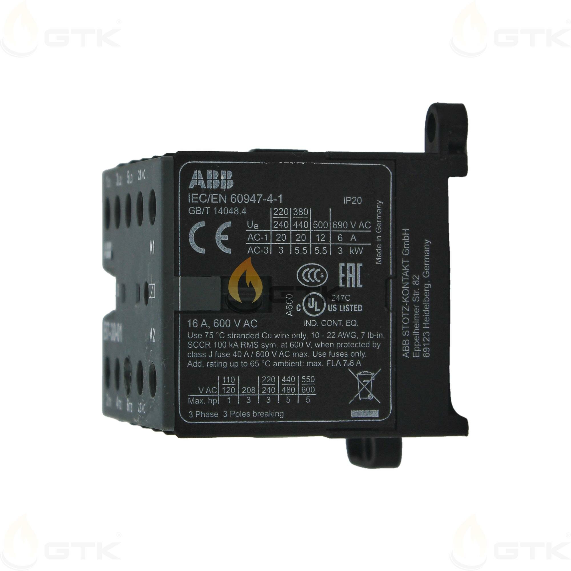 Миниконтактор ABB B7-30-01 12A 400В AC3 катушка 230В, GJL1311001R8010 — фото 1