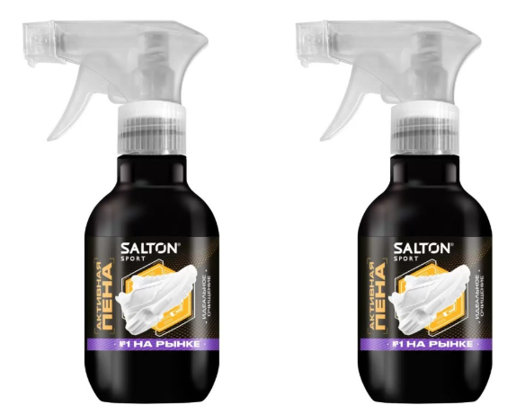 Пена Salton Sport Активная White Express для очищения белой обуви, подошв и рант кастом, 200мл - 2 упаковки