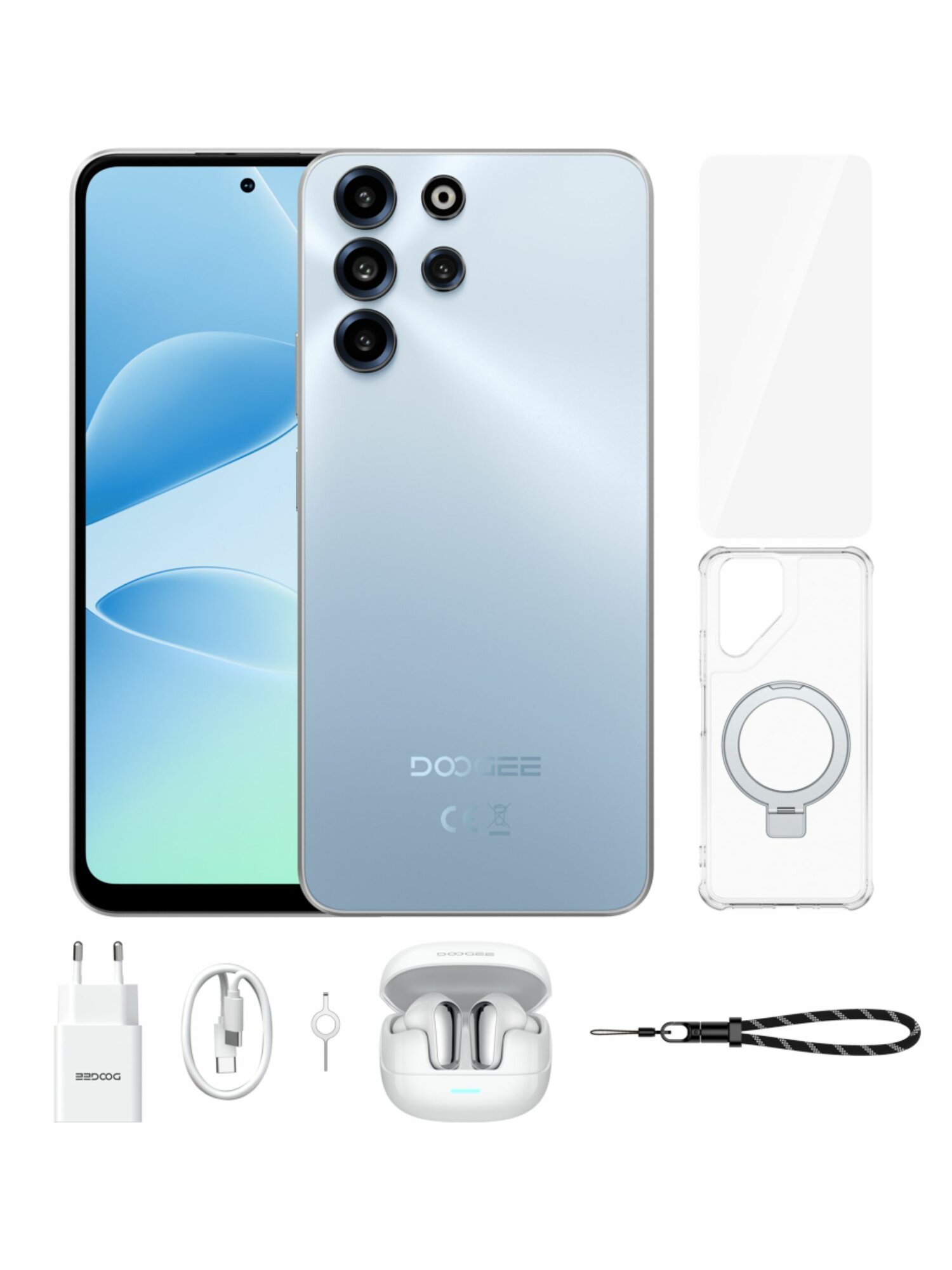 Смартфон Doogee B10 Pro, Android 16, 64 ГБ / 256 ГБ,7600 мАч батарея, Helio G100, IP68 защита, Синий — фото 1