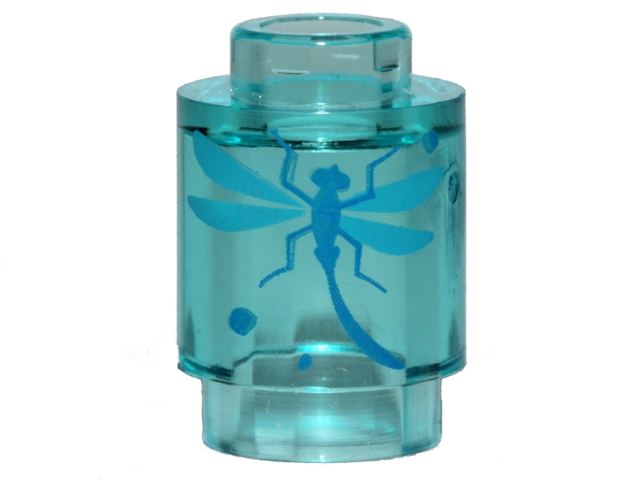 Деталь Lego 3062pb058 Brick, Round 1 x 1 with Blue Dragonfly Pattern