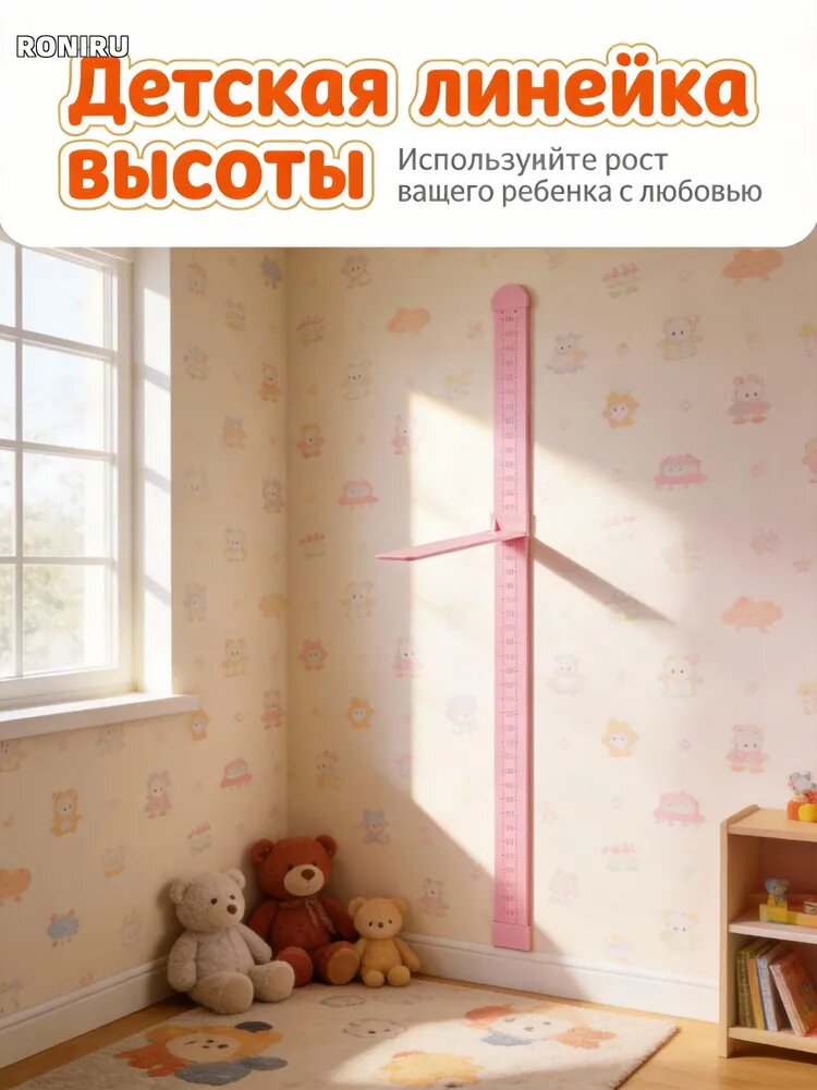 Детская линейка высоты, настенная рулетка из ABS модульная 5 частей по 41,5 см для измерения роста 0-200 см и декора детской комнаты