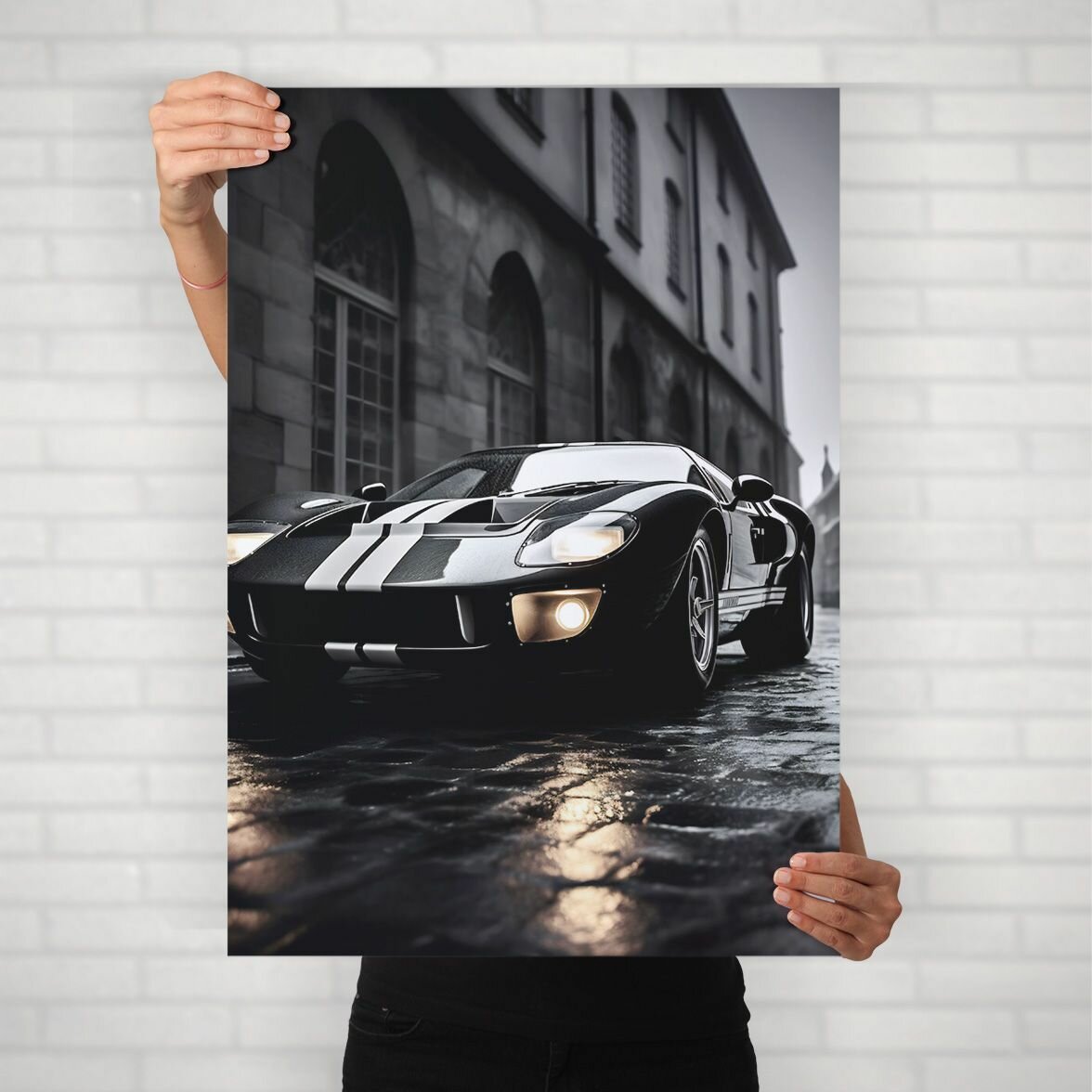 Плакат на стену для интерьера Спорткар (Ford GT40 25) - Постер по спортивным гоночным машинам автомобилям формата А2 (42x60 см)