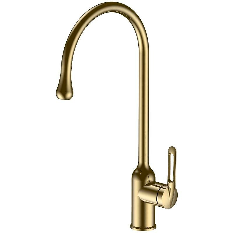 Смеситель для кухни Haiba HB825-5 HB71825-5 золото матовое, рычажный, латунь
