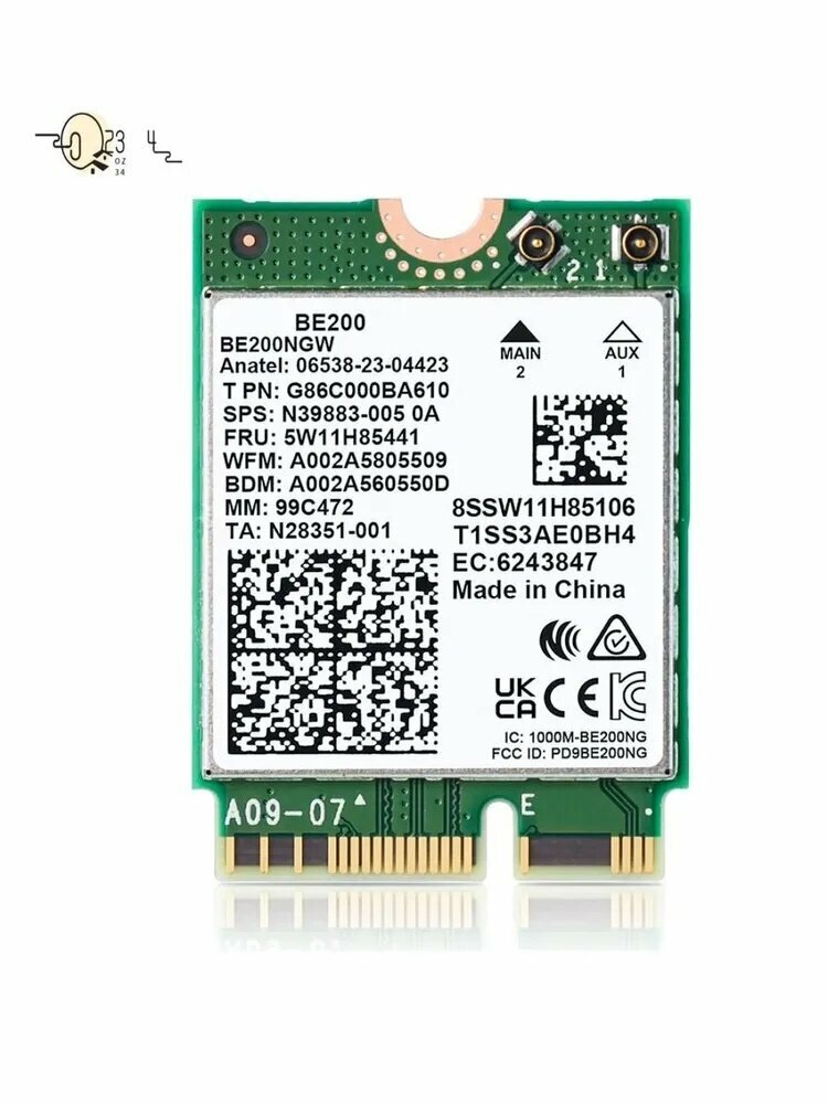(X Y N S) Сетевая карта BE200 WiFi7, 8000 Мбит/с, Wi-Fi-адаптер, Bluetooth 5.4, трехдиапазонный