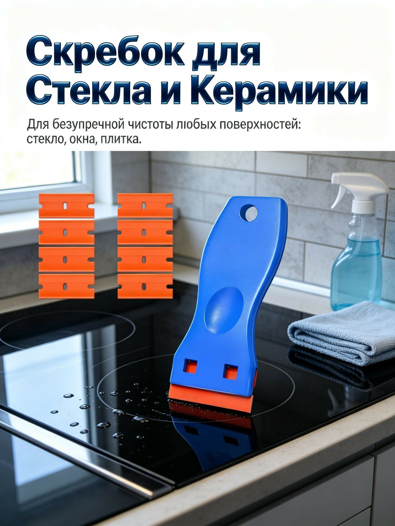 Скребок для стеклокерамики и стекла, пластиковый набор для удаления клея с окон, плитки и кузова при строительных и малярных работах