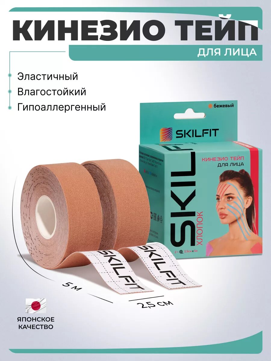 SKILFIT Кинезио тейпы для лица от морщин на ночь косметические