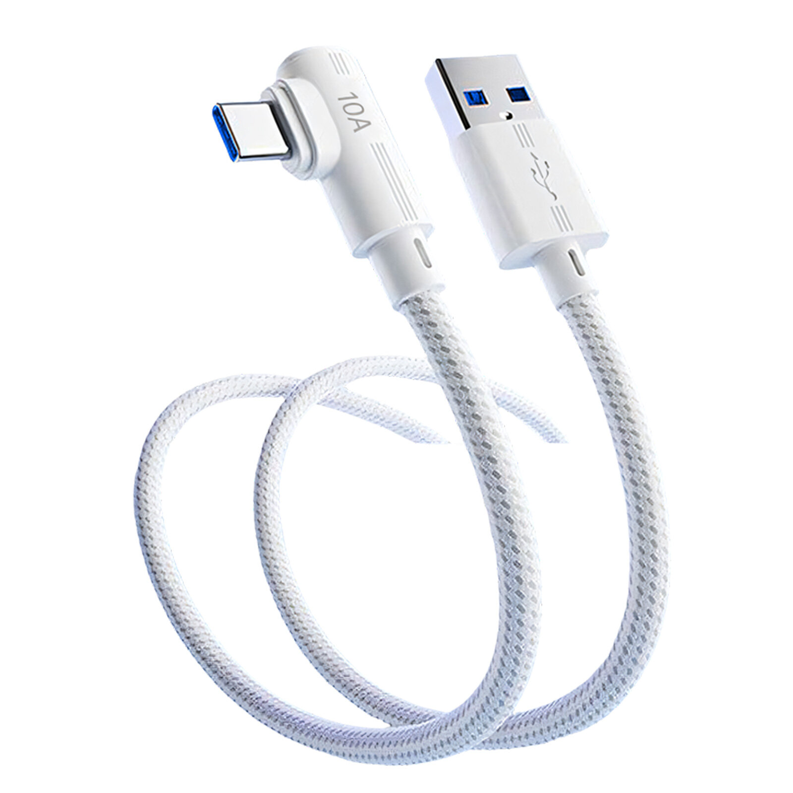 Плетеный USB C кабель с угловым разъемом и быстрой зарядкой
