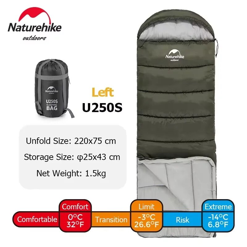 Спальник Naturehike ультralегкий для кемпинга, аксессуары для зимового отдыха на открытом воздухе, водонепроницаемый спальник- конверт для походов и путешествий U350