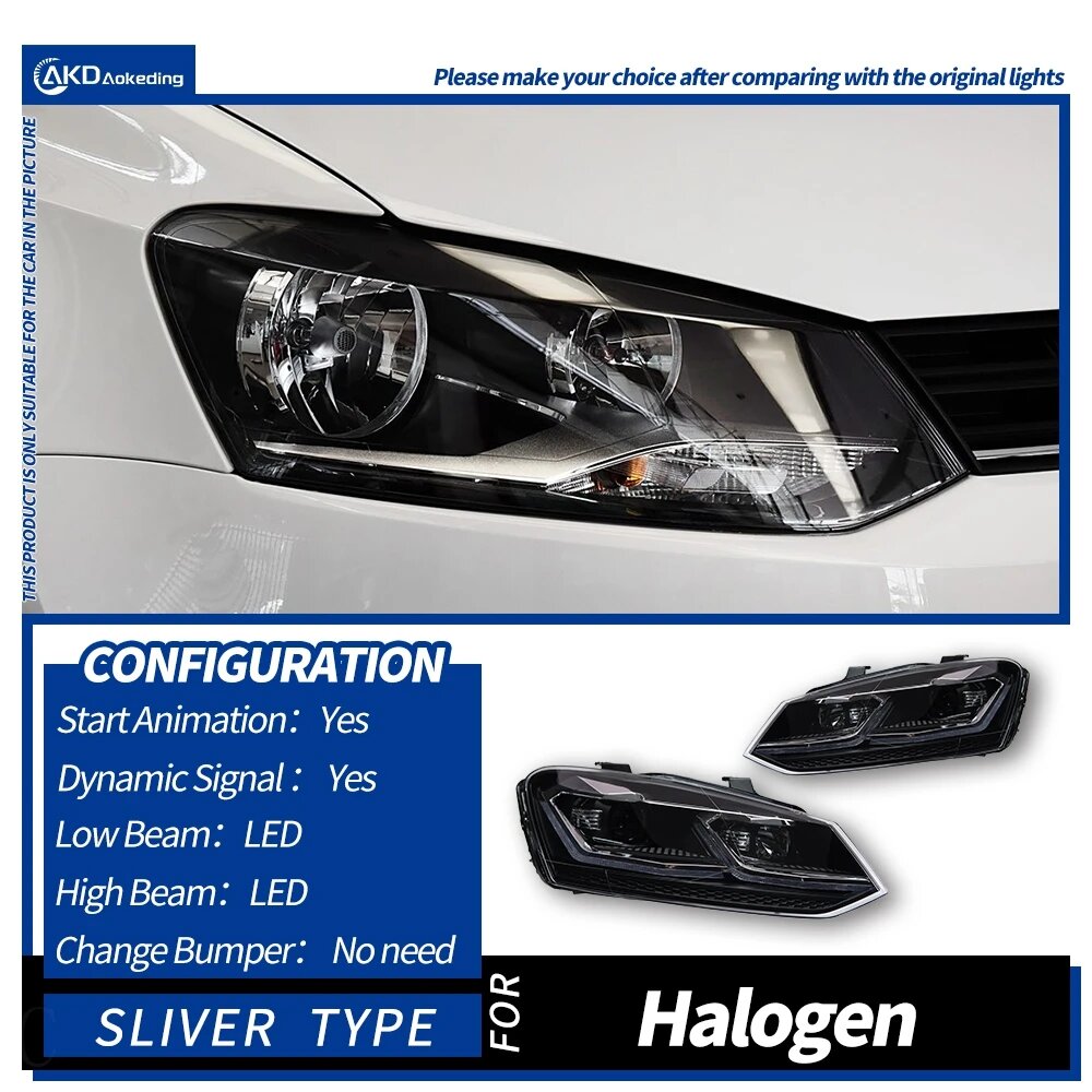 AKD Car Styling для фары Volkswagen Polo 2011-2018 Polo LED фары фонарь Ангельский глаз пучок аксессуары