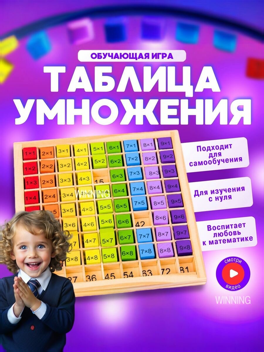 Игровой набор "Таблица умножения" для школьника. Математическая развивающая обучающая игра головоломка. Таблица Пифагора