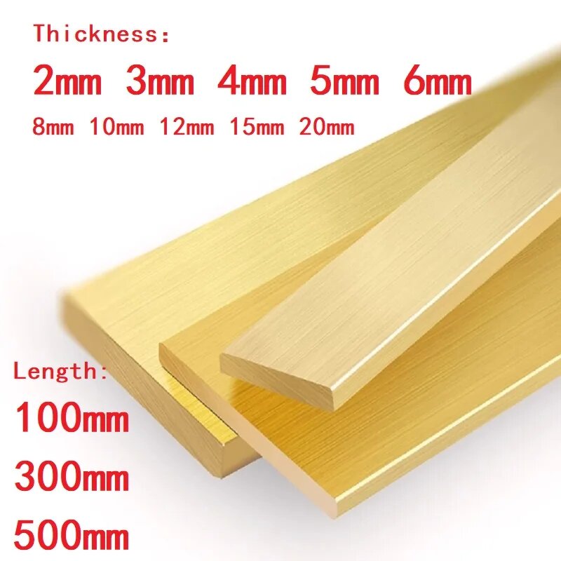 Латунная пластина H59 2-20 мм 2x10mm, Length 500mm 1pc
