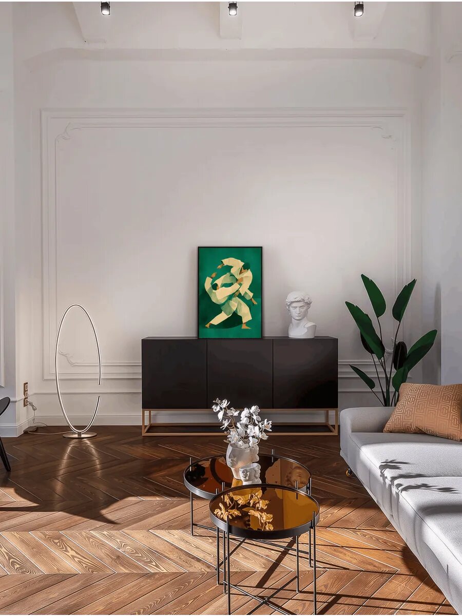 Абстрактный постер схватка дзюдо для спортивной зоны
