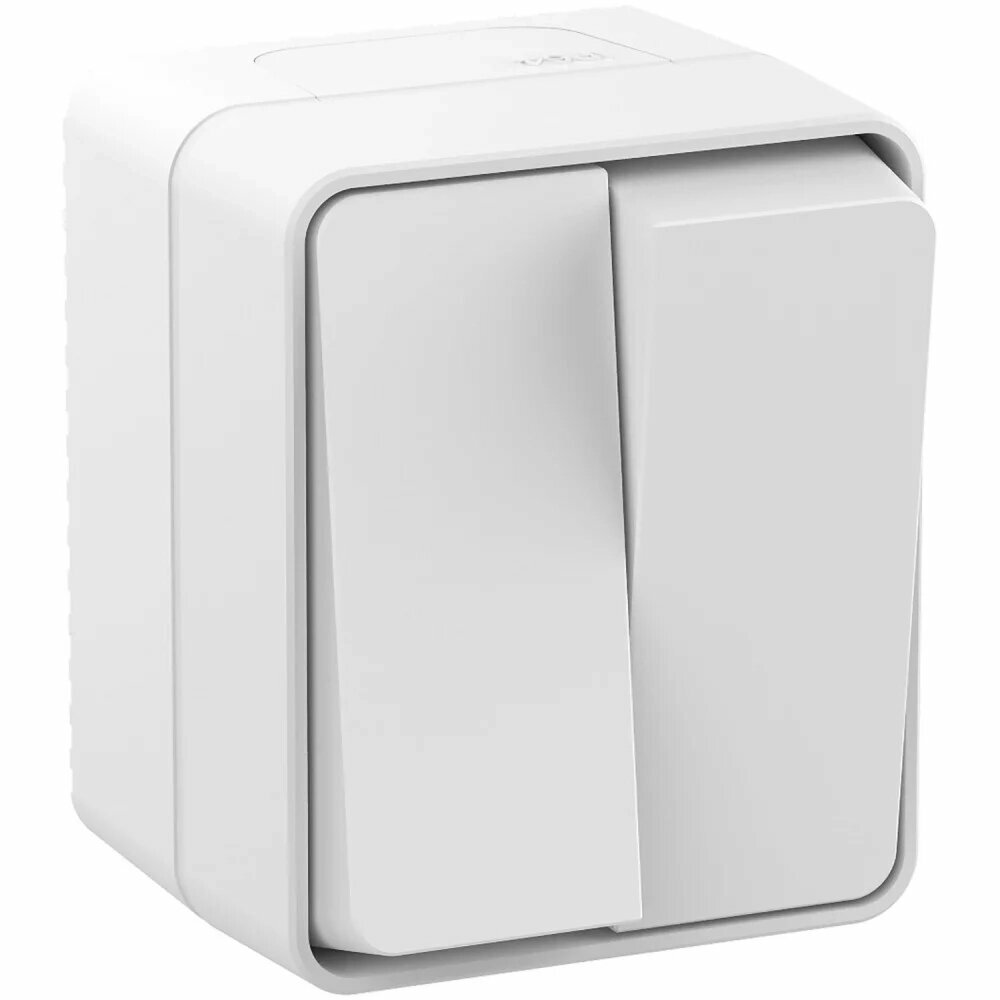 Выключатель 2-клавишный Systeme Electric AtlasDesign PROFI IP54, открытой установки, 10АХ, Белый