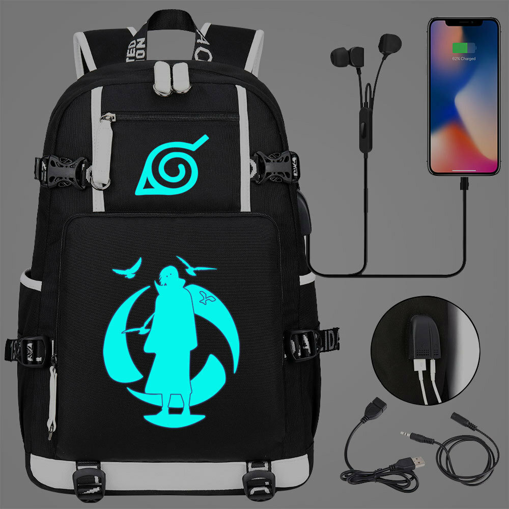 Рюкзак XAXBXC "Naruto", светящийся, USB, ткань Оксфорд, 47 см x 30 см x 15 см