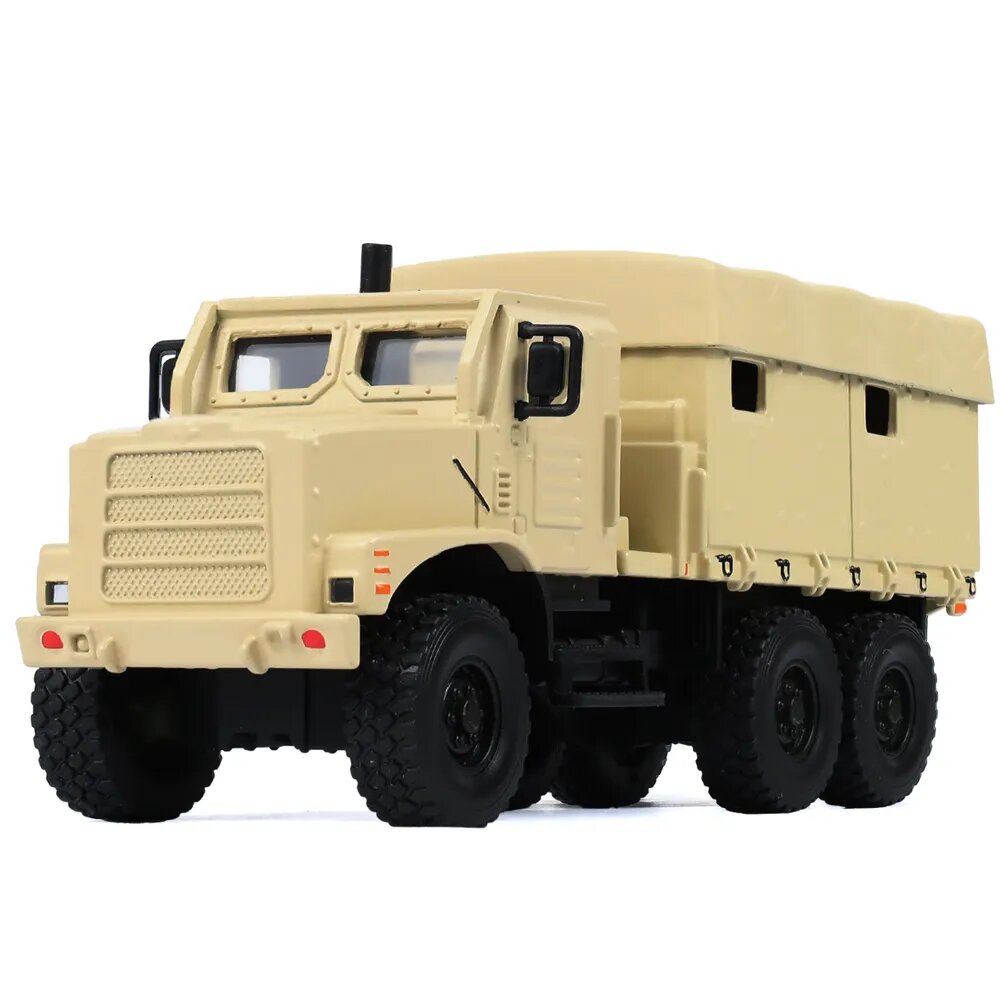 Военный тактический грузовик 1:64 MTVR MK23 металлическая литая модель армированного автомобиля, внедорожный военный транспорт, коллекционная мини-модель или подарок (пустынный жёлтый)