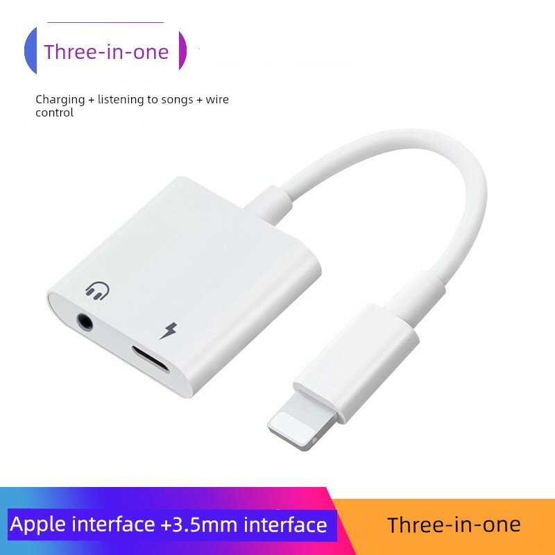 Адаптер Apple Lightning + 3.5 мм для аудио на iPhone 11-14 с зарядкой, аудио и регулировкой громкости (3 в 1)