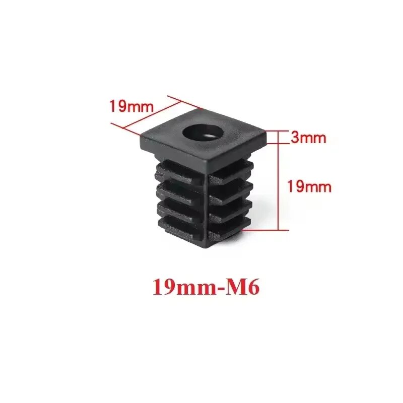 Черные заглушки для труб 19x19mm-M6, 4шт