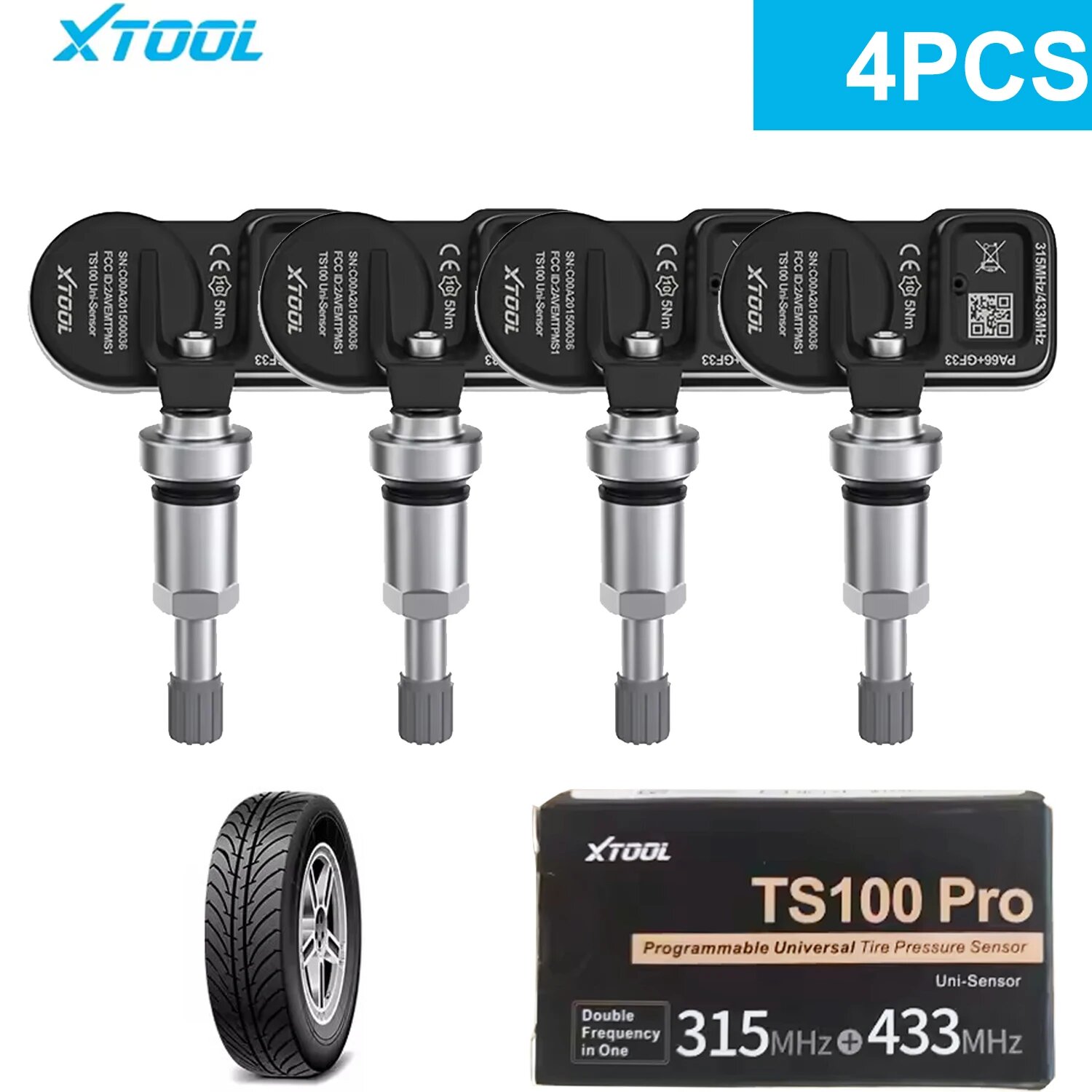 XTOOL TS100 Pro 4шт. Датчики TPMS 315/433 МГц