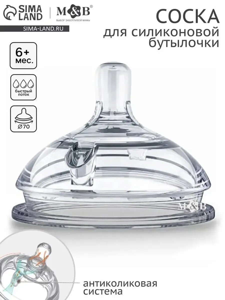 Антиколиковая силиконовая соска для бутылочек