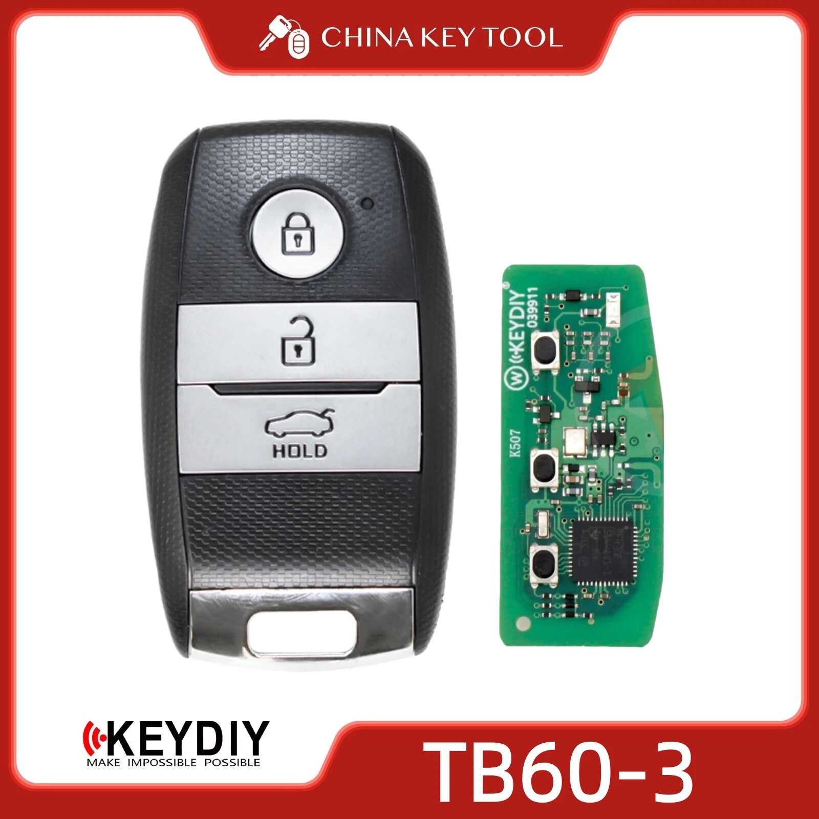 KEYDIY KD TB60-3 Универсальный интеллектуальный дистанционный ключ с 3 кнопками для программирования автомобильных ключей