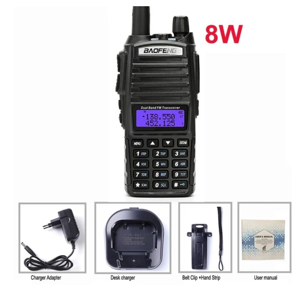 Радиостанция Baofeng UV-82, 8 Вт, двухдиапазонная, для автопутешествий, стройки, ферм