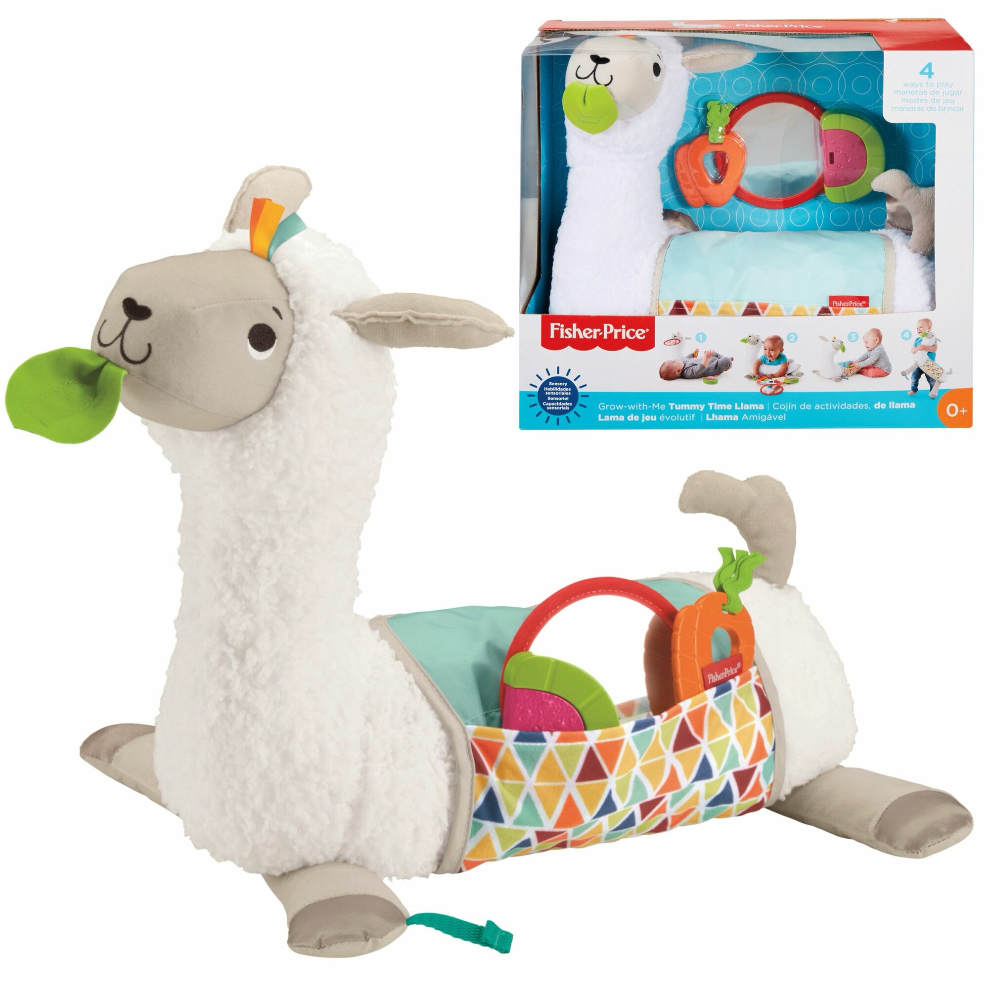 Развивающая игрушка Fisher-Price - Развивающий набор 4-в-1 с мягкой игрушкой "Лама", от 0+ мес. - Фишер Прайс GHJ03