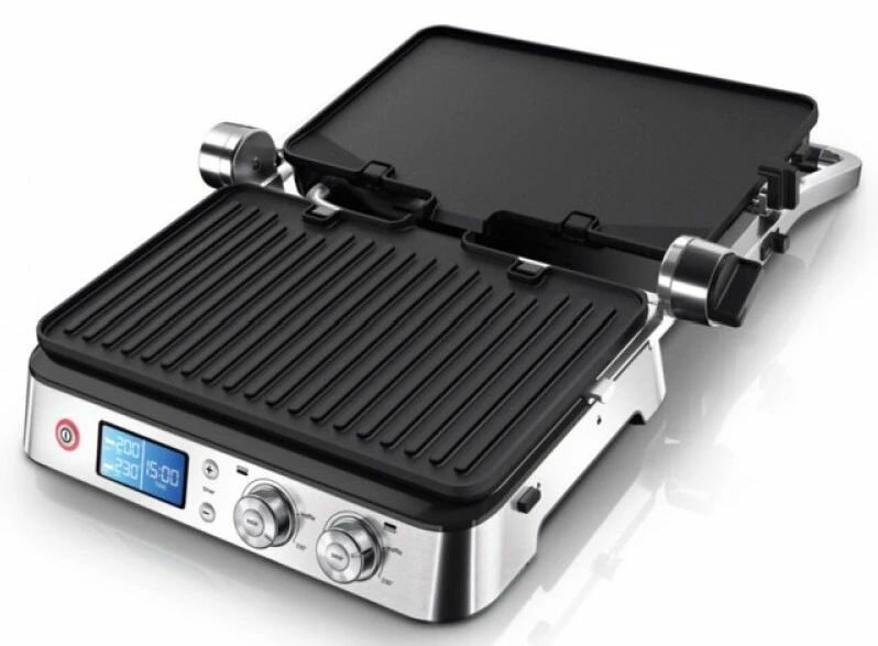 Гриль Braun CG9040 MultiGrill, 2000 Вт, 3 режима, съёмные панели, термощуп, антипригарное покрытие, серебристый/чёрный — фото 1