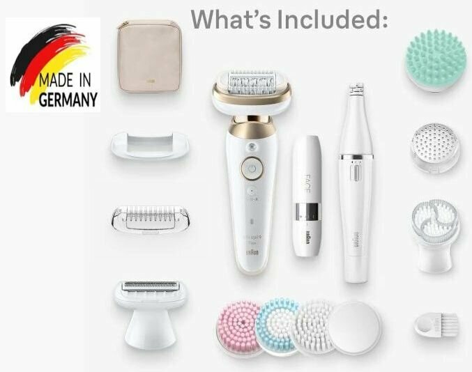 Эпилятор Braun Silk-epil 9 Flex SkinSpa 9-681 3D Германия, оригинал, розовый, белый, золотой