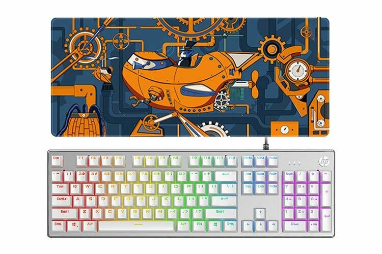 Клавиатура проводная унисекс HP HUIPU K500F White Single Keyboard+Extra Large Gaming Mouse Pad