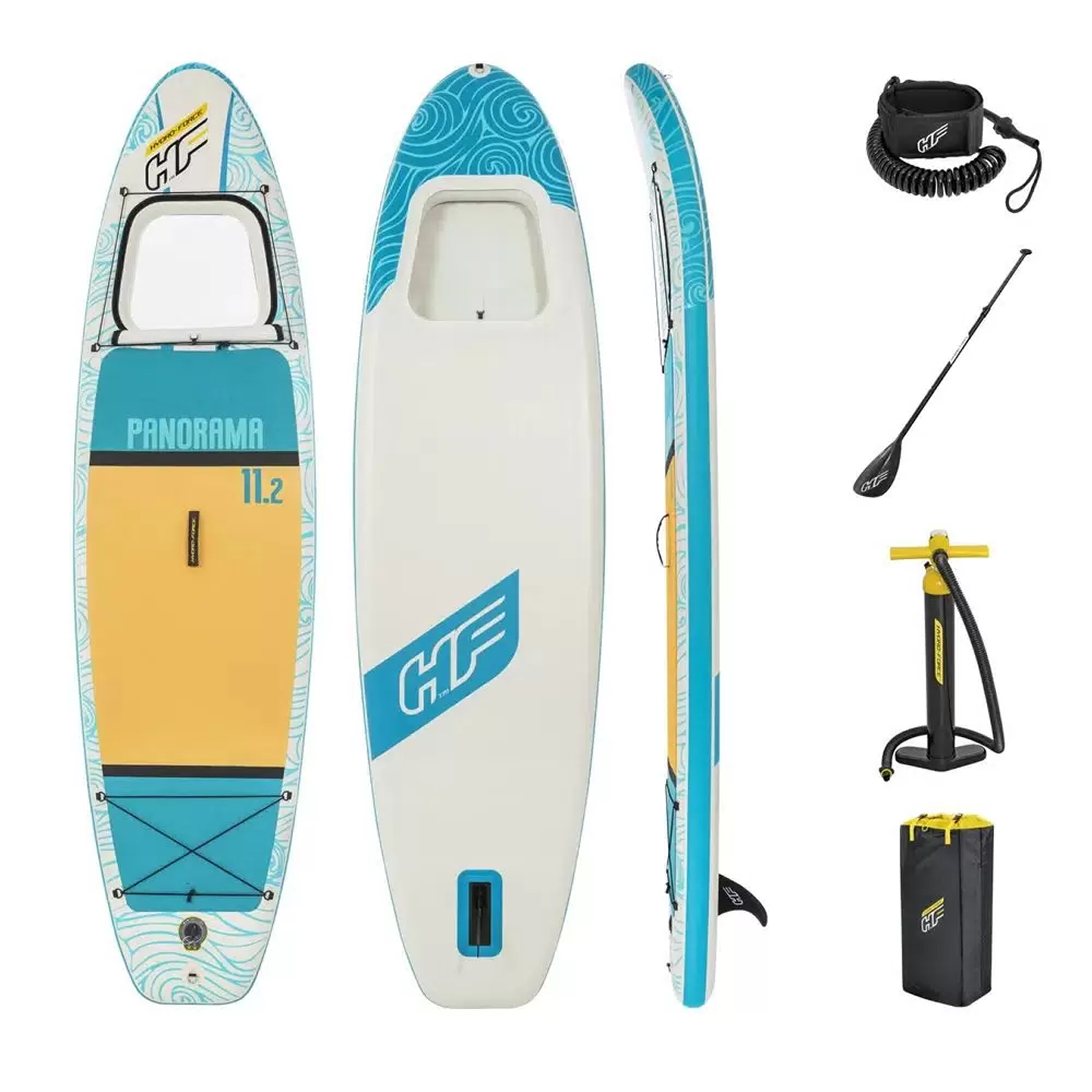 SUP-доска Panorama 340х89х15см, насос, весло, лиш, ремнабор, сумка, до 150кг. Bestway 65363