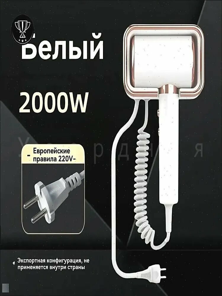 Фен-щетка для волос sku-13603. 吹风机家用 白s129 -mfhj 2000 Вт, кол-во насадок 1, белый