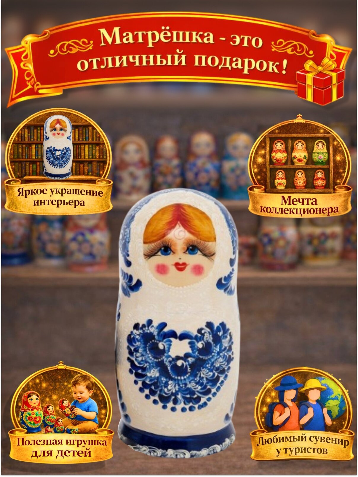Матрешка Нежные узоры — фото 1