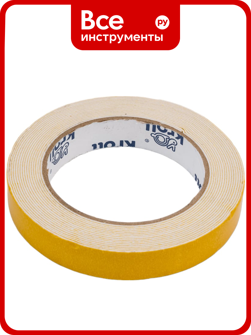 Клейкая лента KROLL 4607190400984, вспененная, двусторонняя, белая, 19х5 м