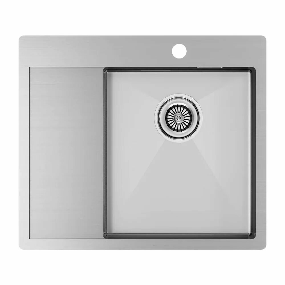 Мойка кухонная Paulmark Kroner PM225951-BSR металлическая, 59x51, прямоугольная, мойка для кухни, с крылом, российская