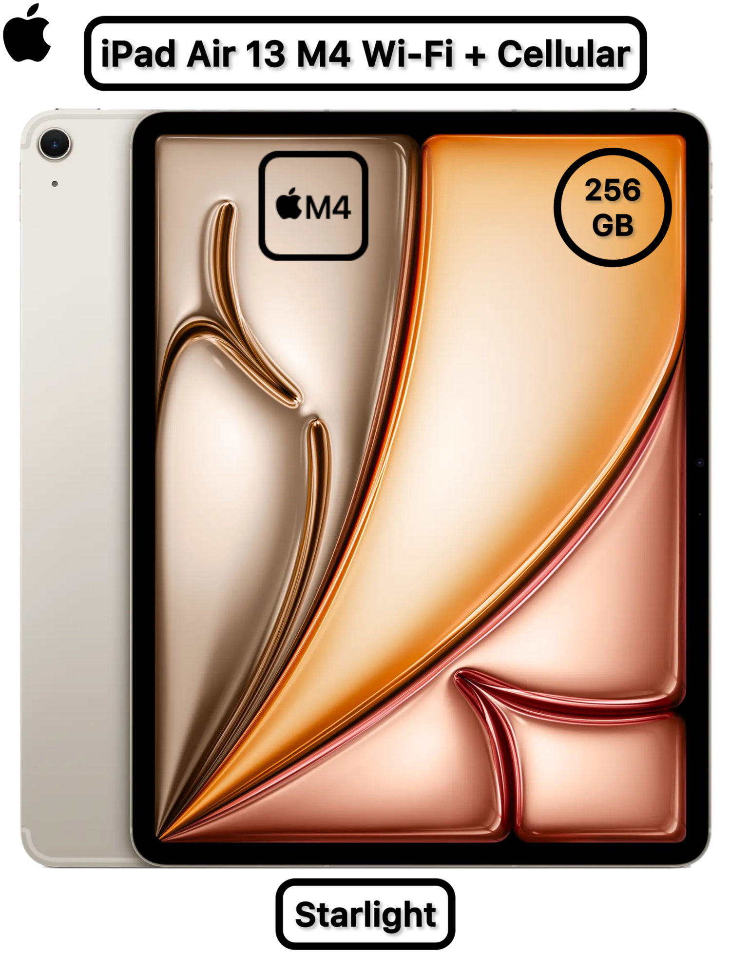 Планшет Apple iPad Air 13 M4 2026, Wi-Fi + Cellular 256 ГБ, Starlight (бежевый), 12 ГБ/256 ГБ