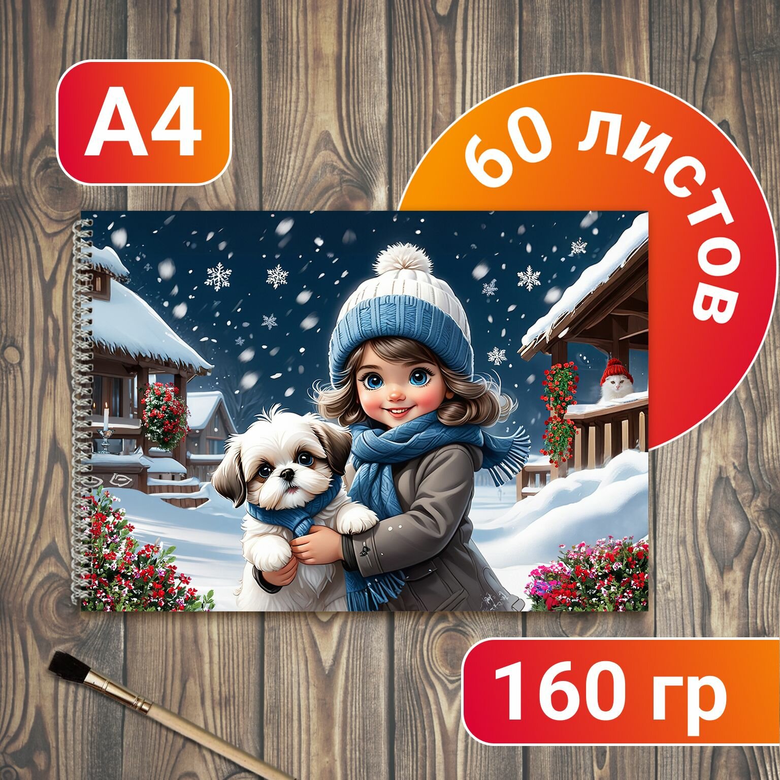 Альбом для рисования Девочка с собачкой