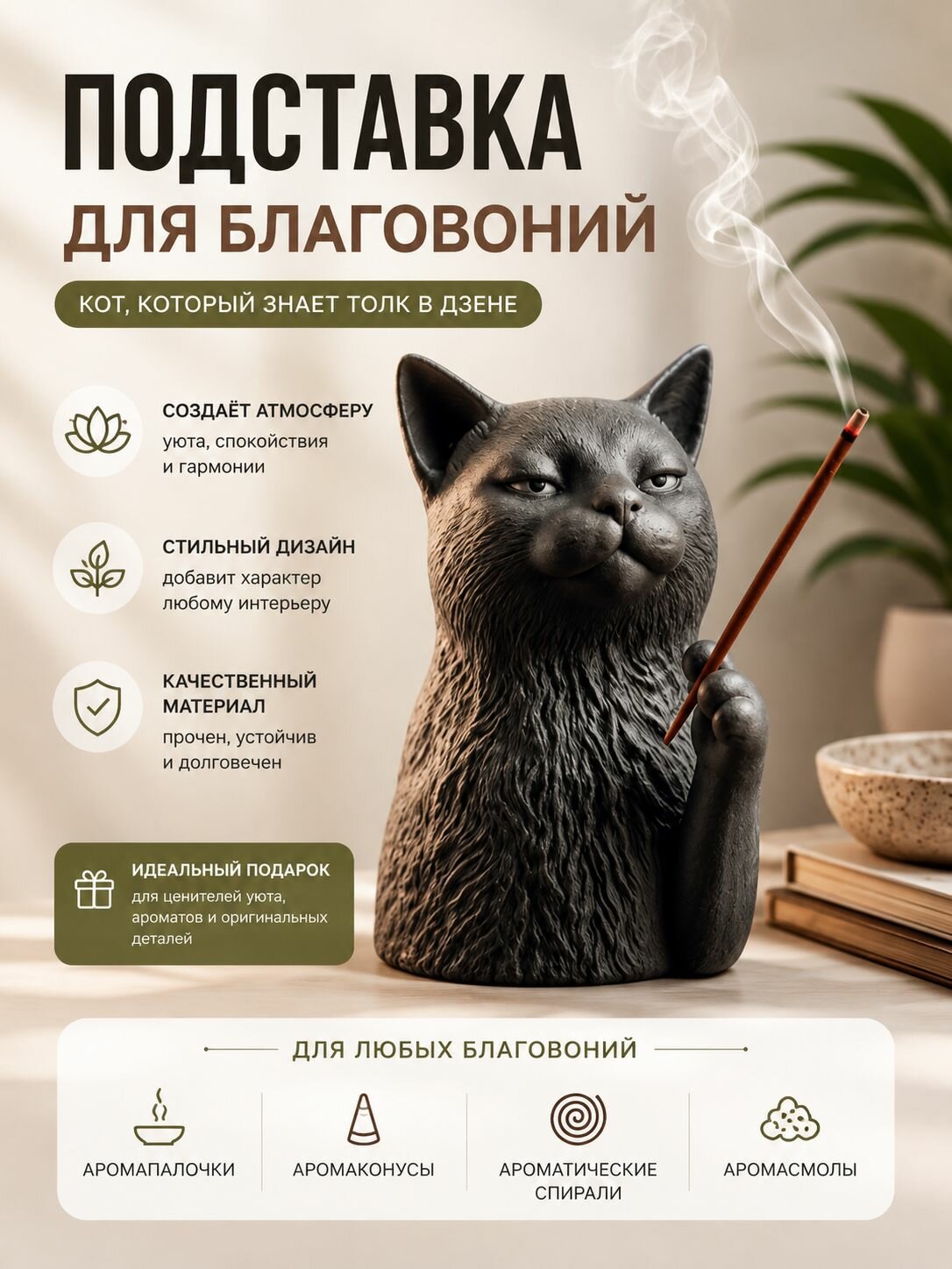 Подставка для благовоний Будда