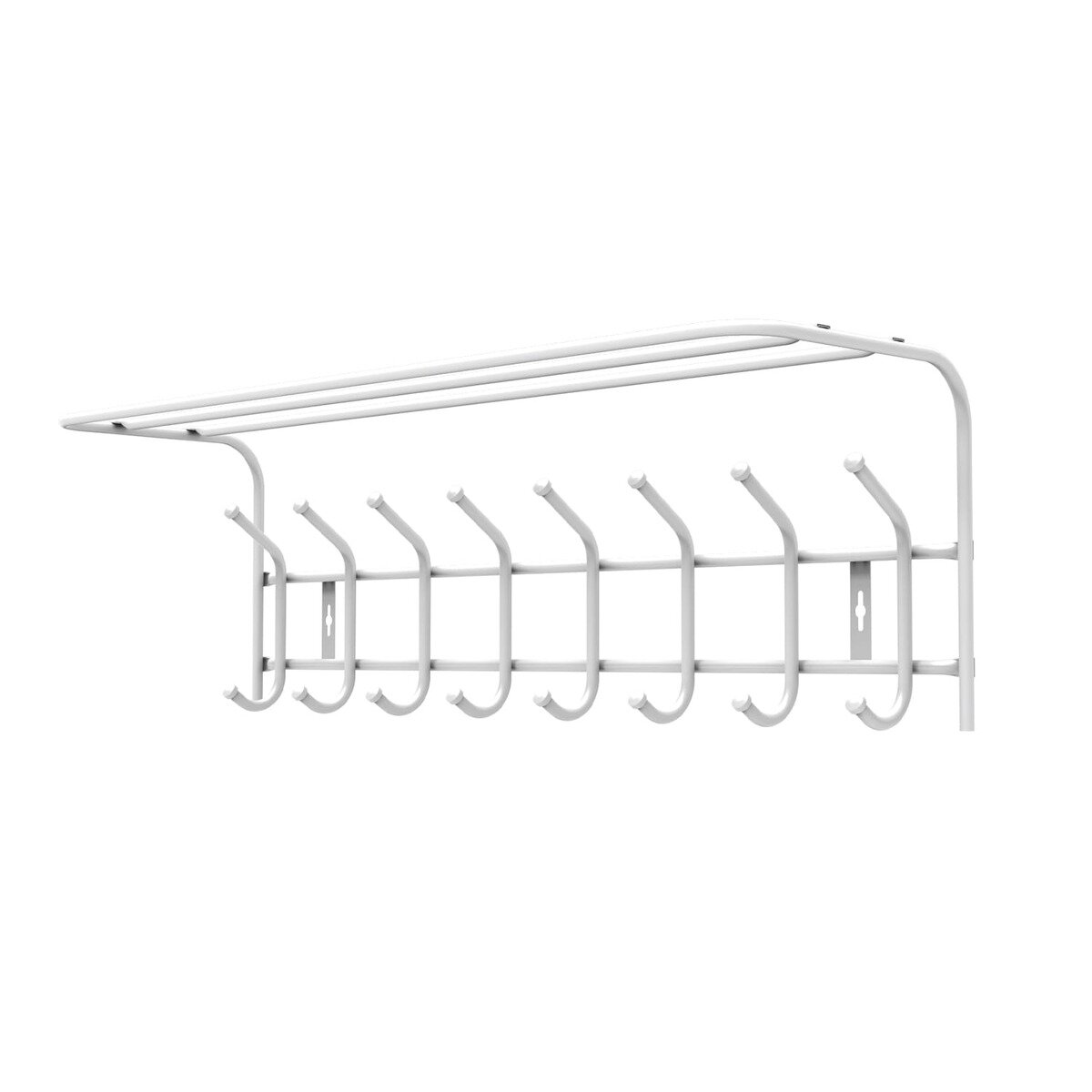 Вешалка настенная с полкой Nika ВП8М/МБ, 8 крючков, 80,8 x 26,2 x 24,5 см, матовый белый