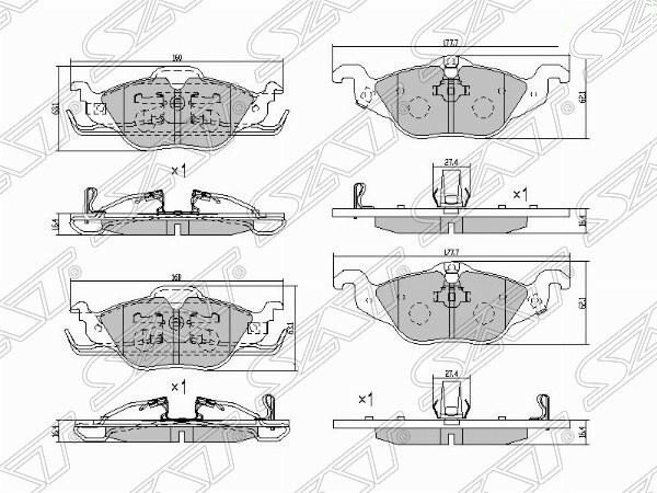 Колодки тормозные SAT ST-16 05 034 спереди Opel Astra 98-13