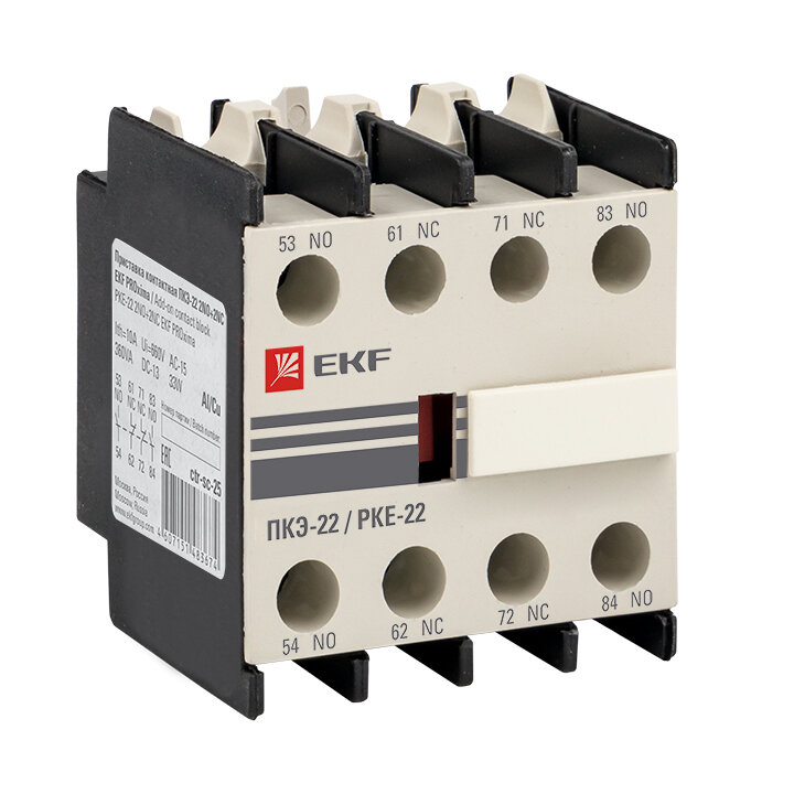 Контактор EKF ПКЭ-22, 20А, 2 контакта, лицевой