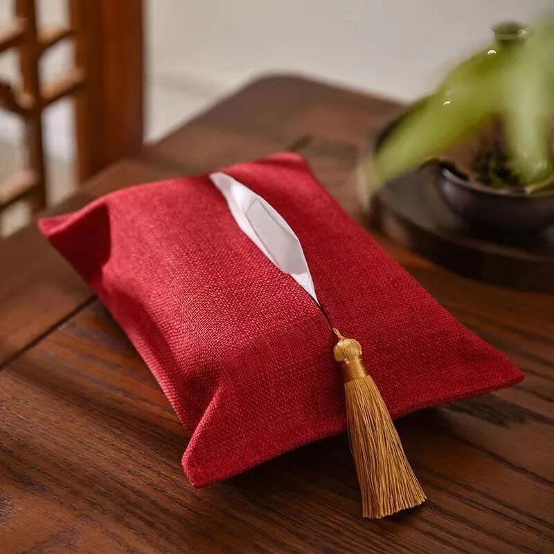 Китайская тканевая коробка для салфеток Красный, Red
